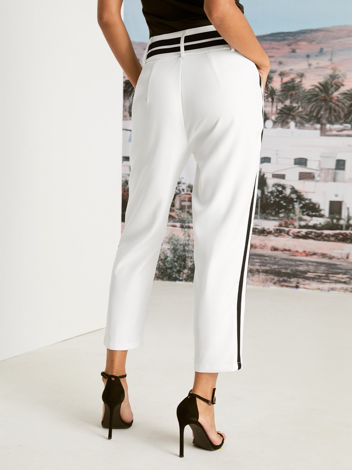 Regular Fit Color Block Urban Color Block Fashion Pants | stylewe