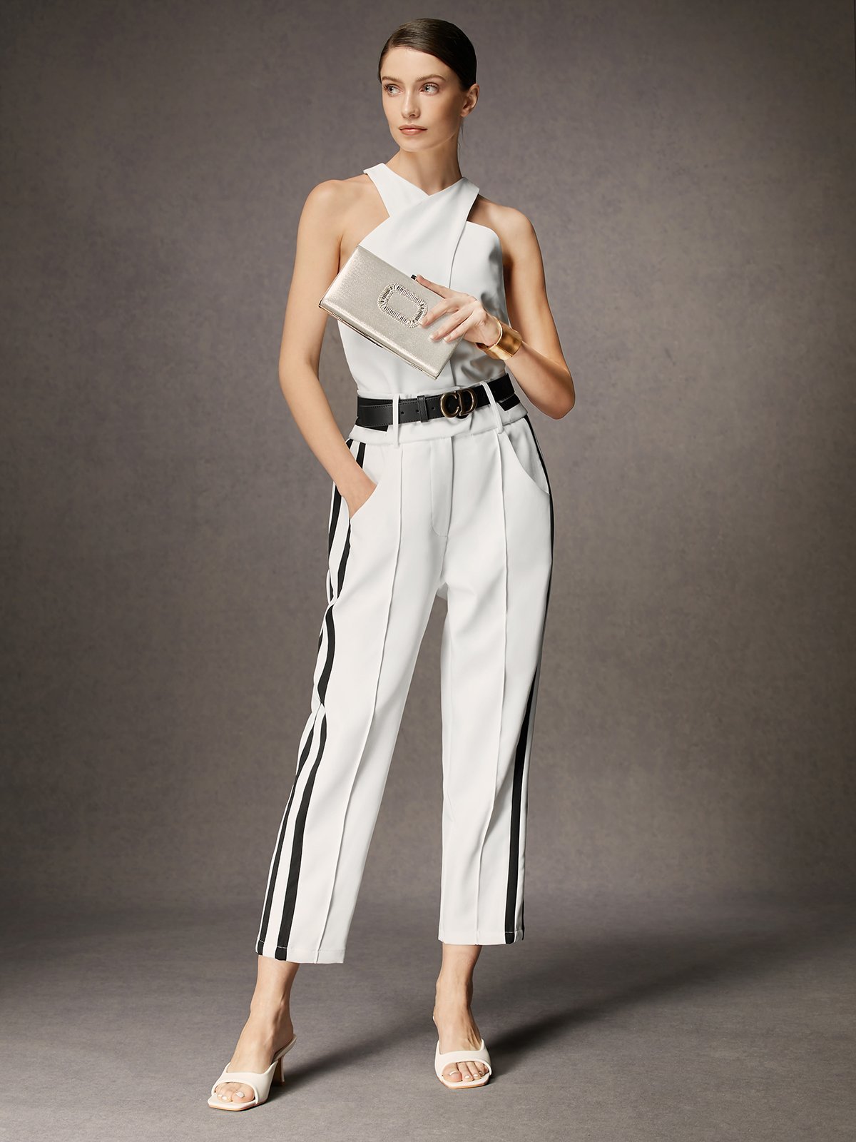 Regular Fit Color Block Urban Color Block Fashion Pants | stylewe