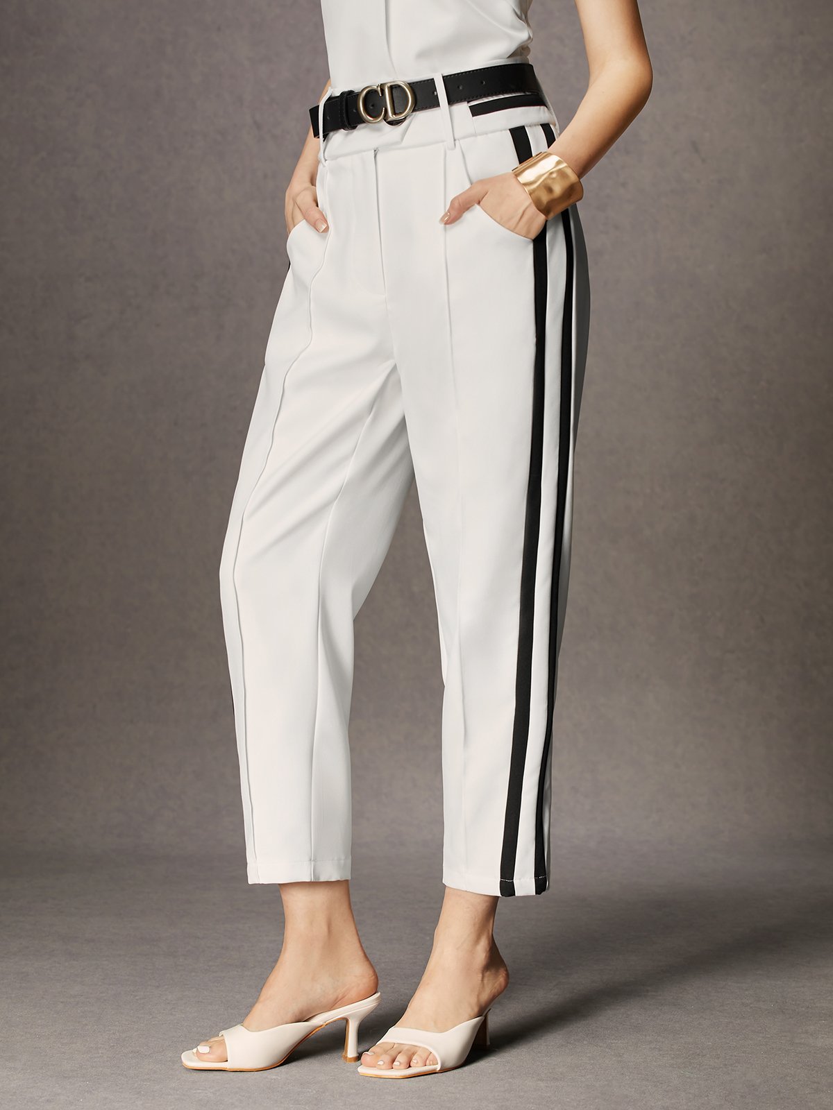 Regular Fit Color Block Urban Color Block Fashion Pants | stylewe