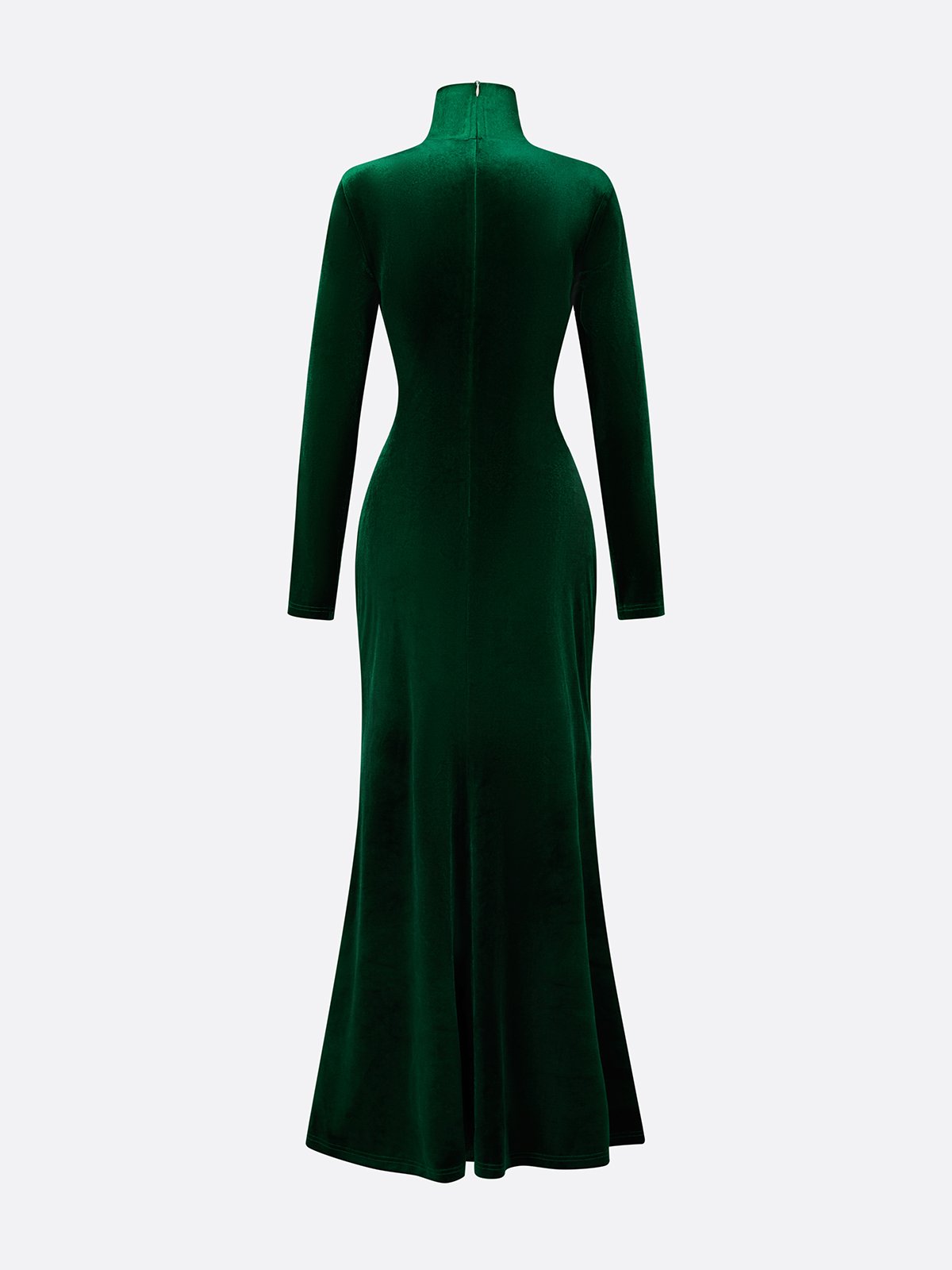 Elegant Velvet Stand Collar Maxi Gown with 3D Floral Appliqué | stylewe