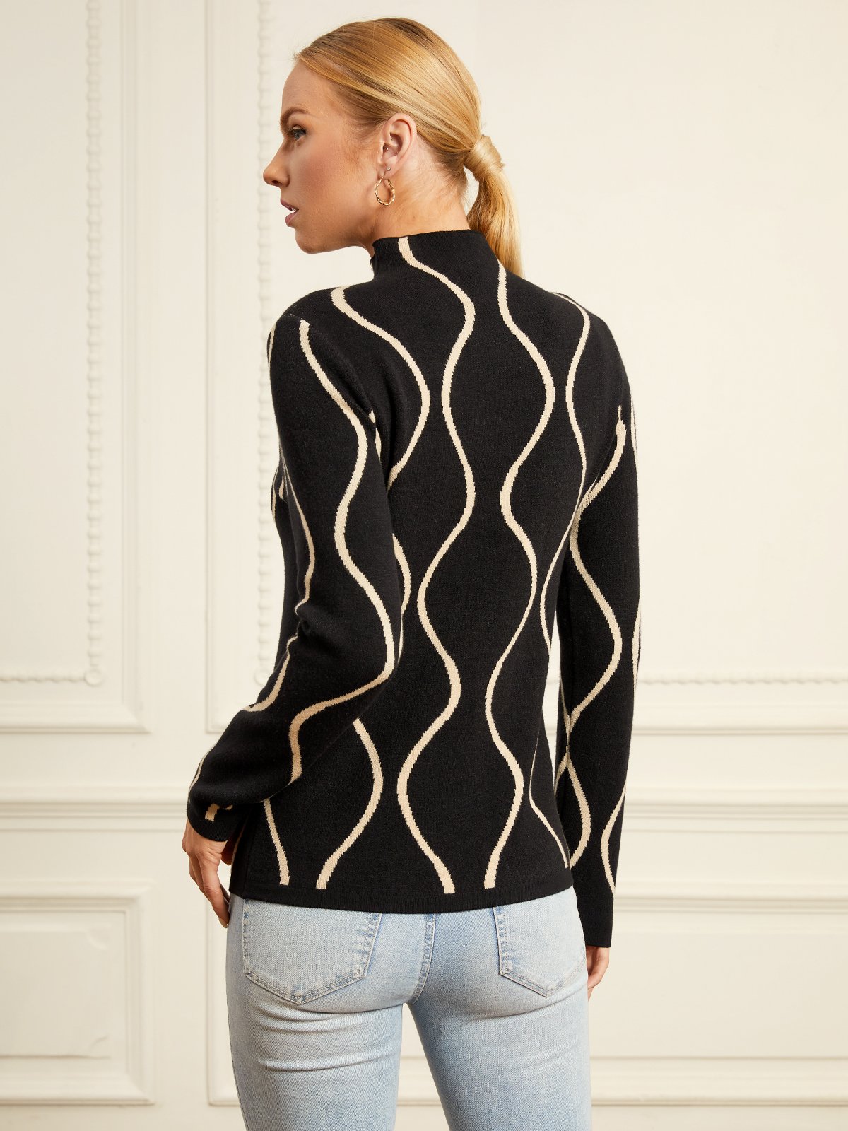 Long Sleeve Half Turtleneck Acrylic Tight Sweater Stylewe
