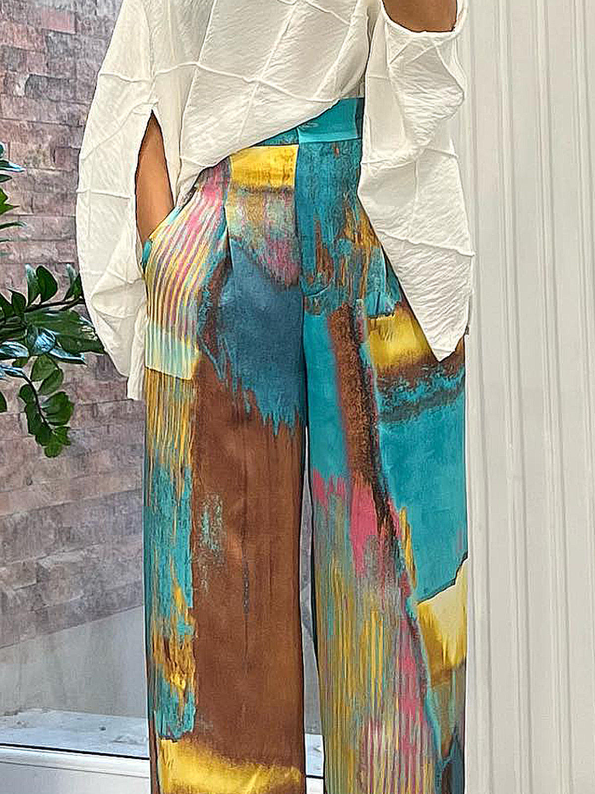 Abstract Loose Elegant Long Pants Straight pants | stylewe