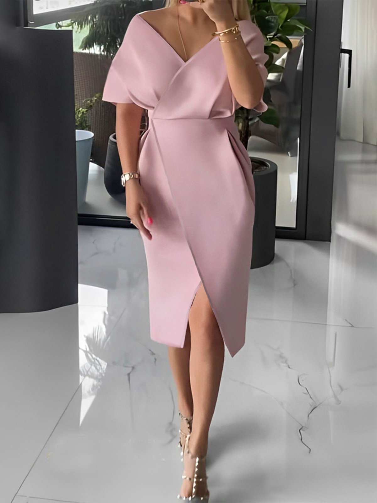 Elegant Cross Neckline Midi Dress | stylewe