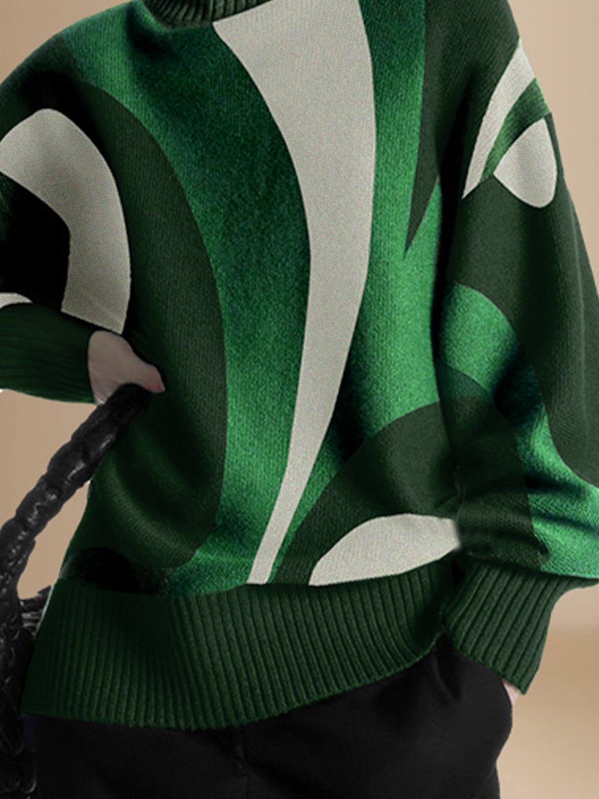 Cozy Abstract Turtleneck Sweater | stylewe