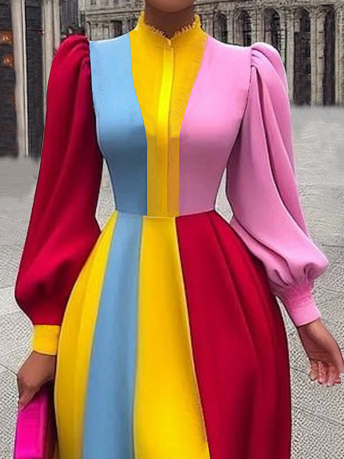 Elegant Color Block Midi Dress | stylewe