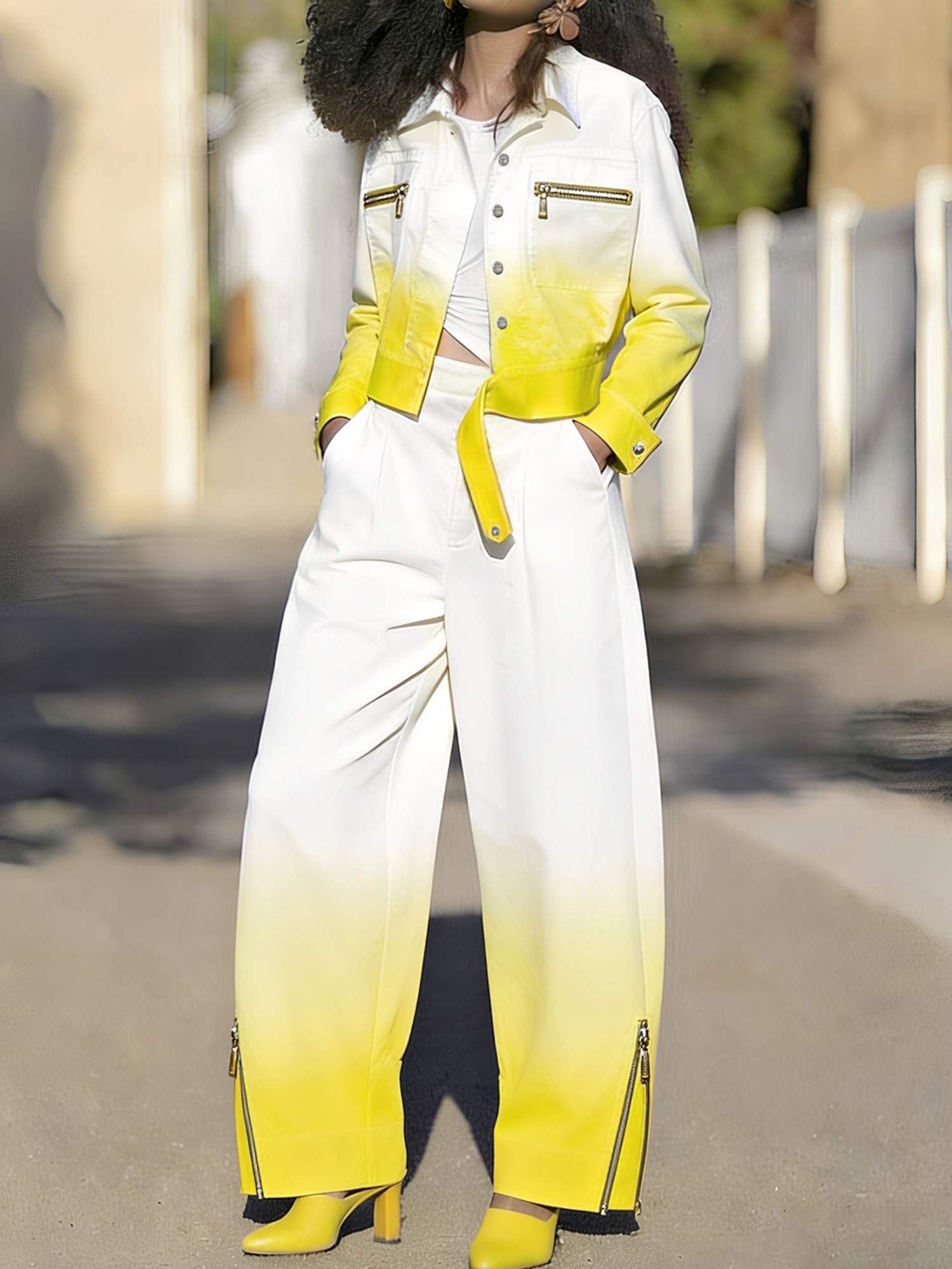 Urban Gradient Pattern Printing Turnip Pants | stylewe