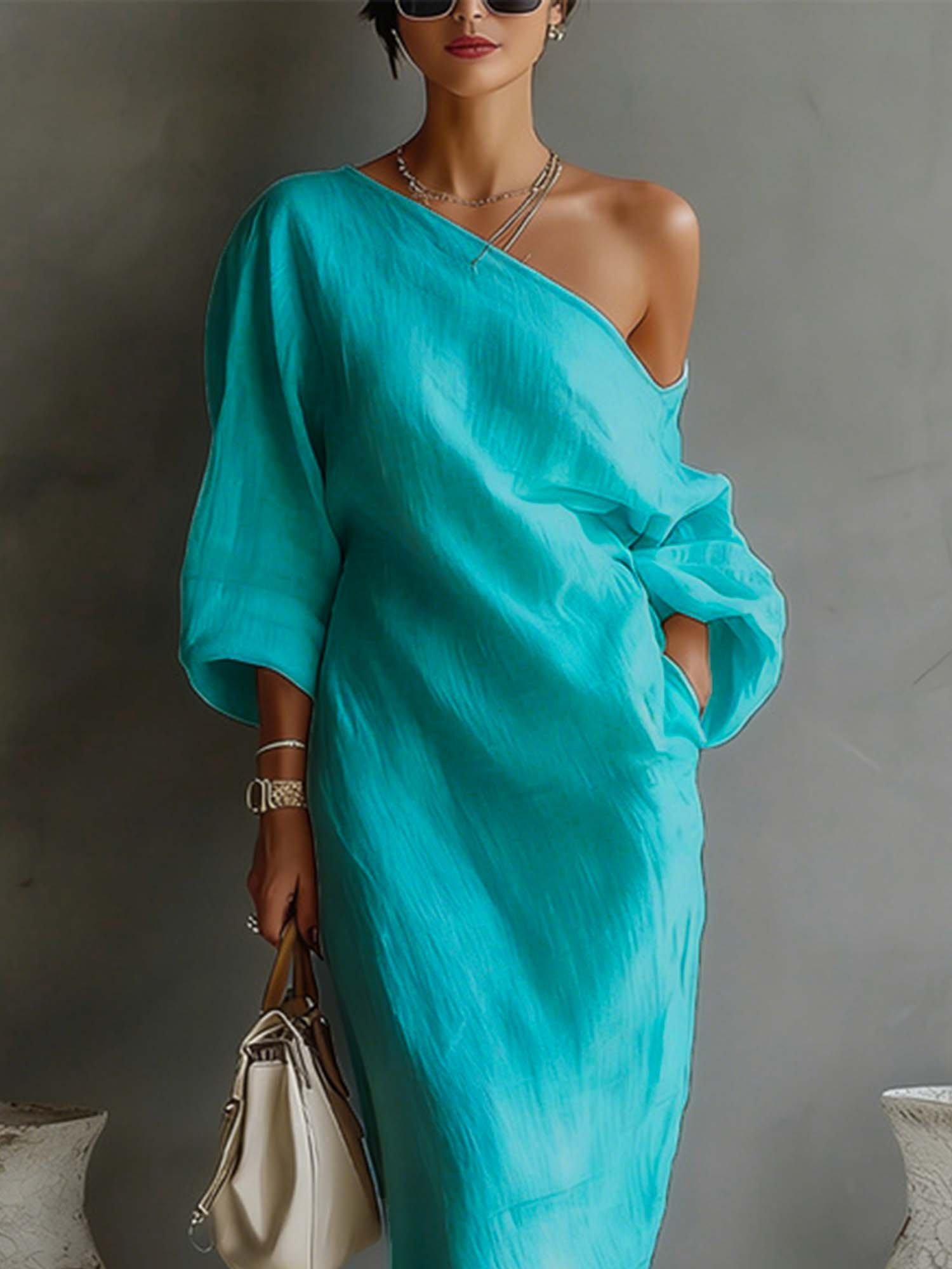 Casual Cotton Linen Maxi Dress Asymmetrical H-Line | stylewe