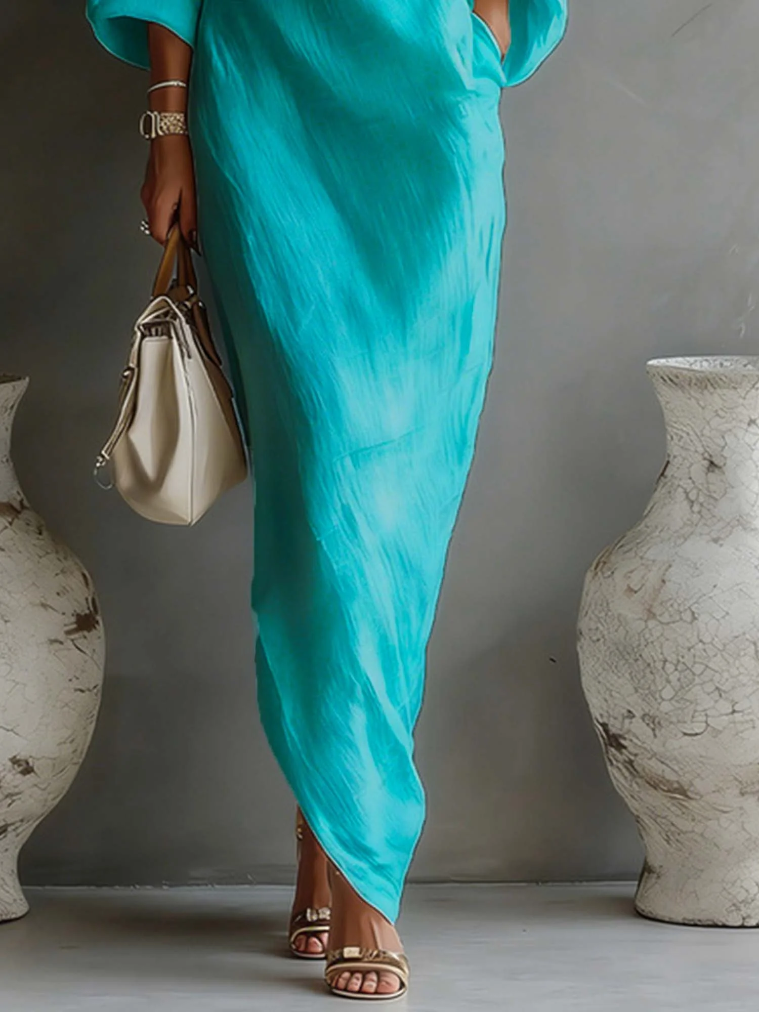 Casual Cotton Linen Maxi Dress Asymmetrical H-Line | stylewe