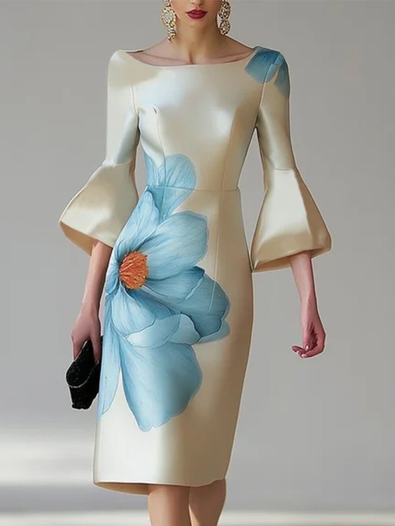 Elegant Floral Bell Sleeve Dress Photos