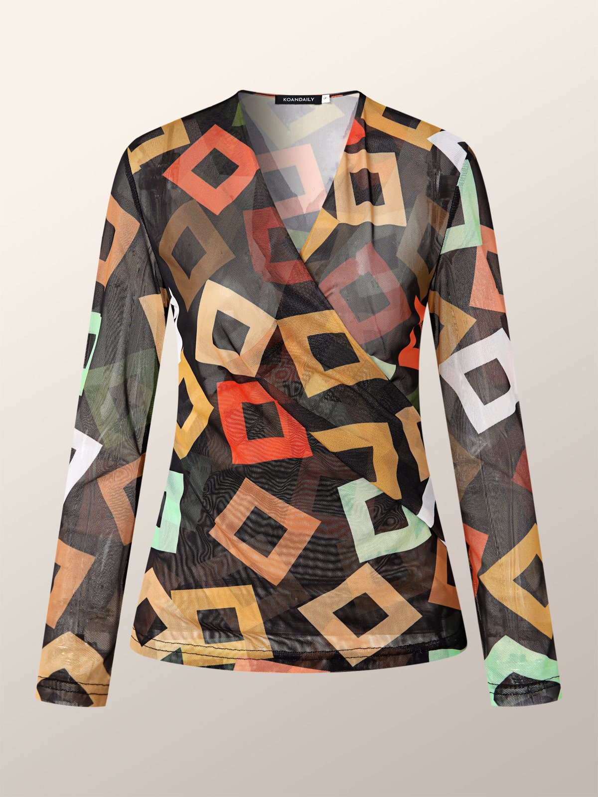 Daily Regular Fit Geometric Long Sleeve Top | stylewe