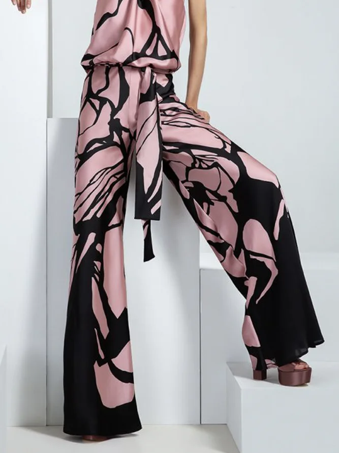 Elegant Regular Fit Abstract Pants | stylewe